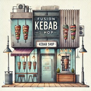 Kebab Shop Clipart, Food Shop Graphic,, Street Food Art,, Kebab Store ...