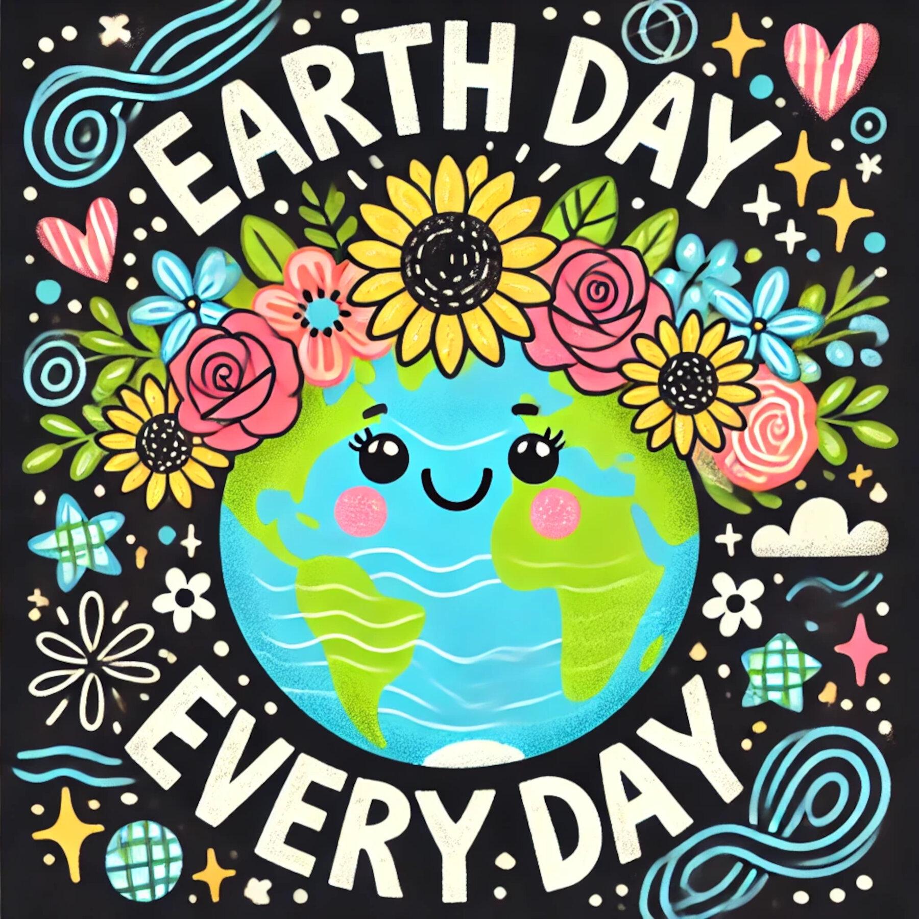 Earth Day 2025, Cute Planet Art, Happy Earth Clipart, Eco Kawaii Design ...