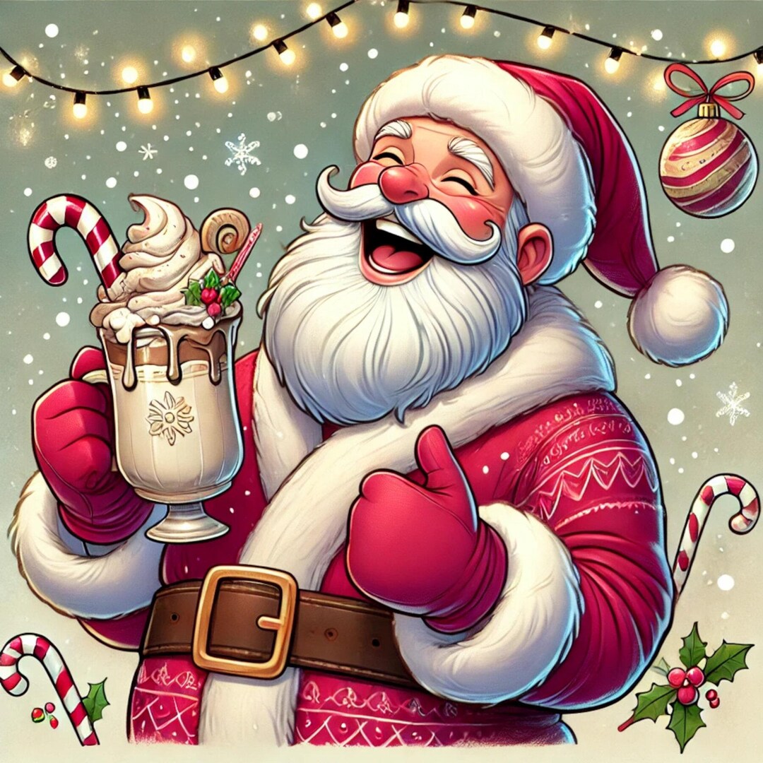 Drinking Santa, Santa Claus, Hot Chocolate, Eggnog, Festive Drinks, Hot ...