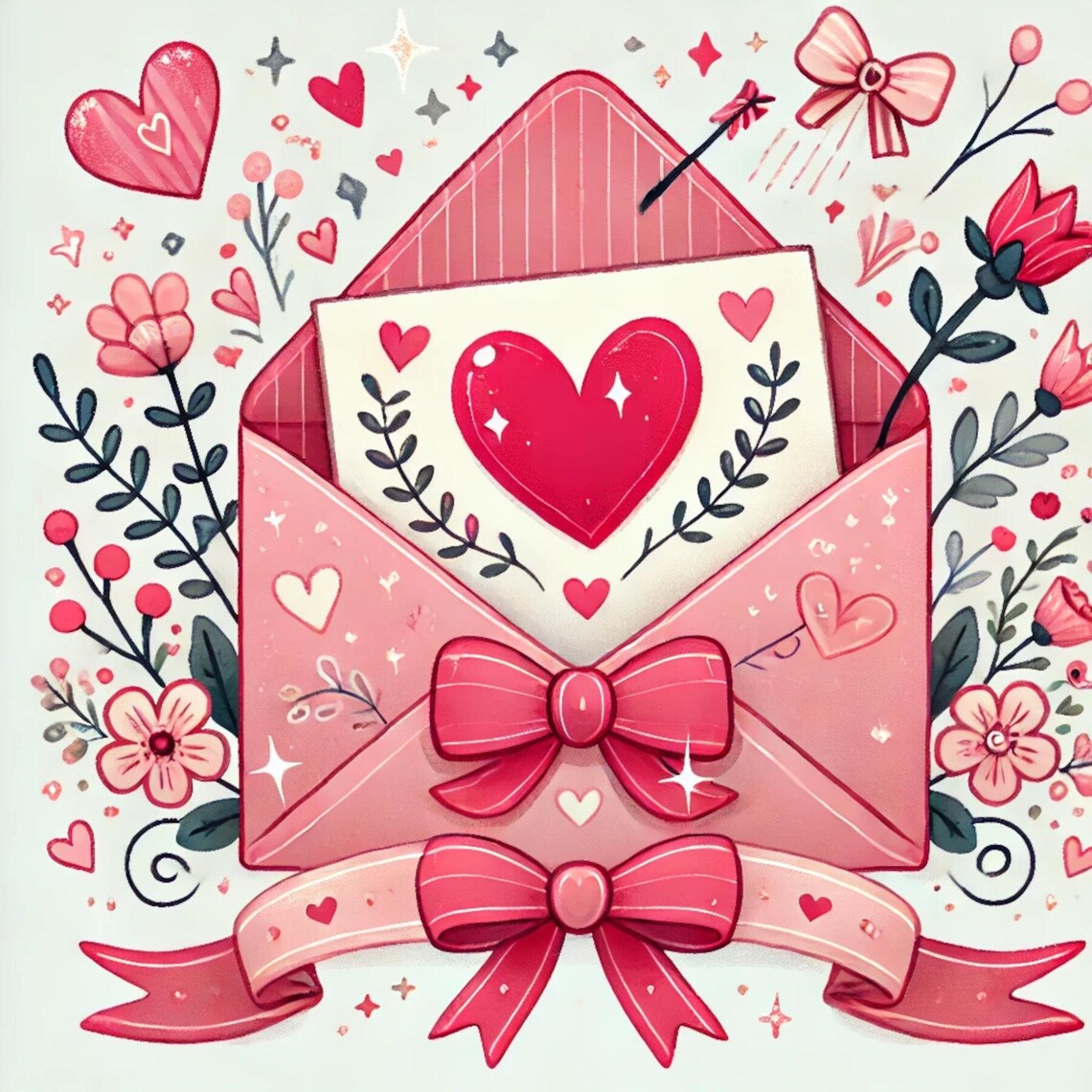 Love Letters, Valentines Day, Romantic Clipart, Valentine Clipart, 14th ...