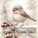 Frosted Robin, Winter Berries, Christmas Art, Holiday Wall Decor, Snow ...