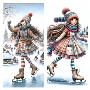 12 Whimsical Ice Skating Clipart: Fun, Playful Characters Gliding on ...