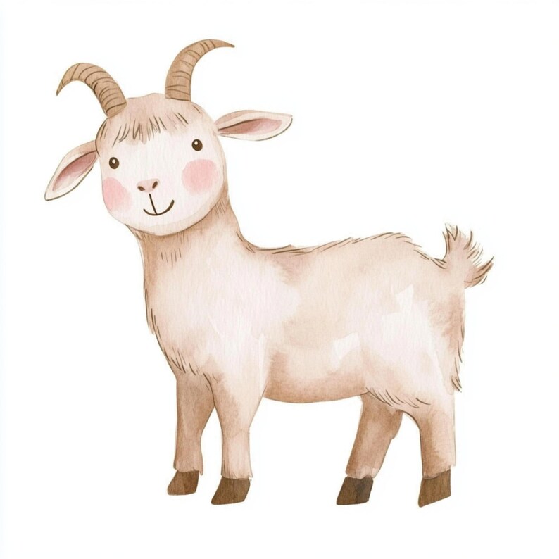 Goat Clipart, Farm Animal, Baby Goat Art, Cute Goat PNG, Farmhouse Kids ...