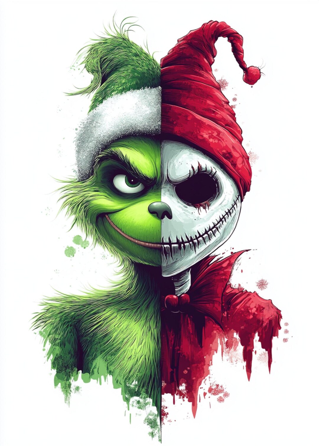 Grinch Vs Jack, Dark Christmas Art, Grinch Nightmare Mashup, Spooky ...