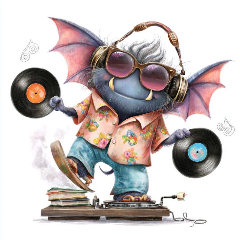 Vampire DJ, Halloween Party, Bat DJ Art, Record Player, Spooky Music ...