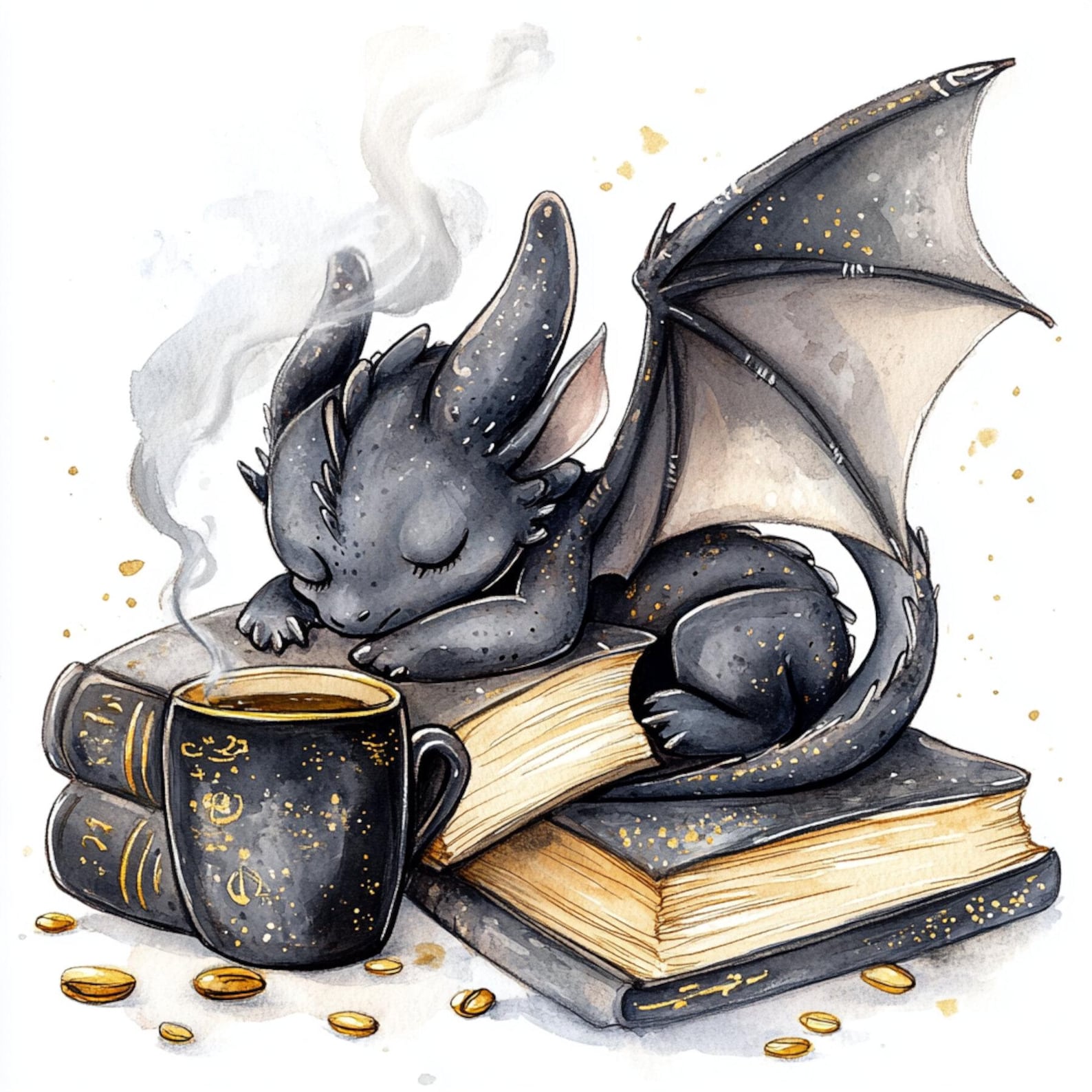 Dragon Book Art, Baby Dragon Art, Cozy Fantasy, Gothic Coffee, Bookish ...