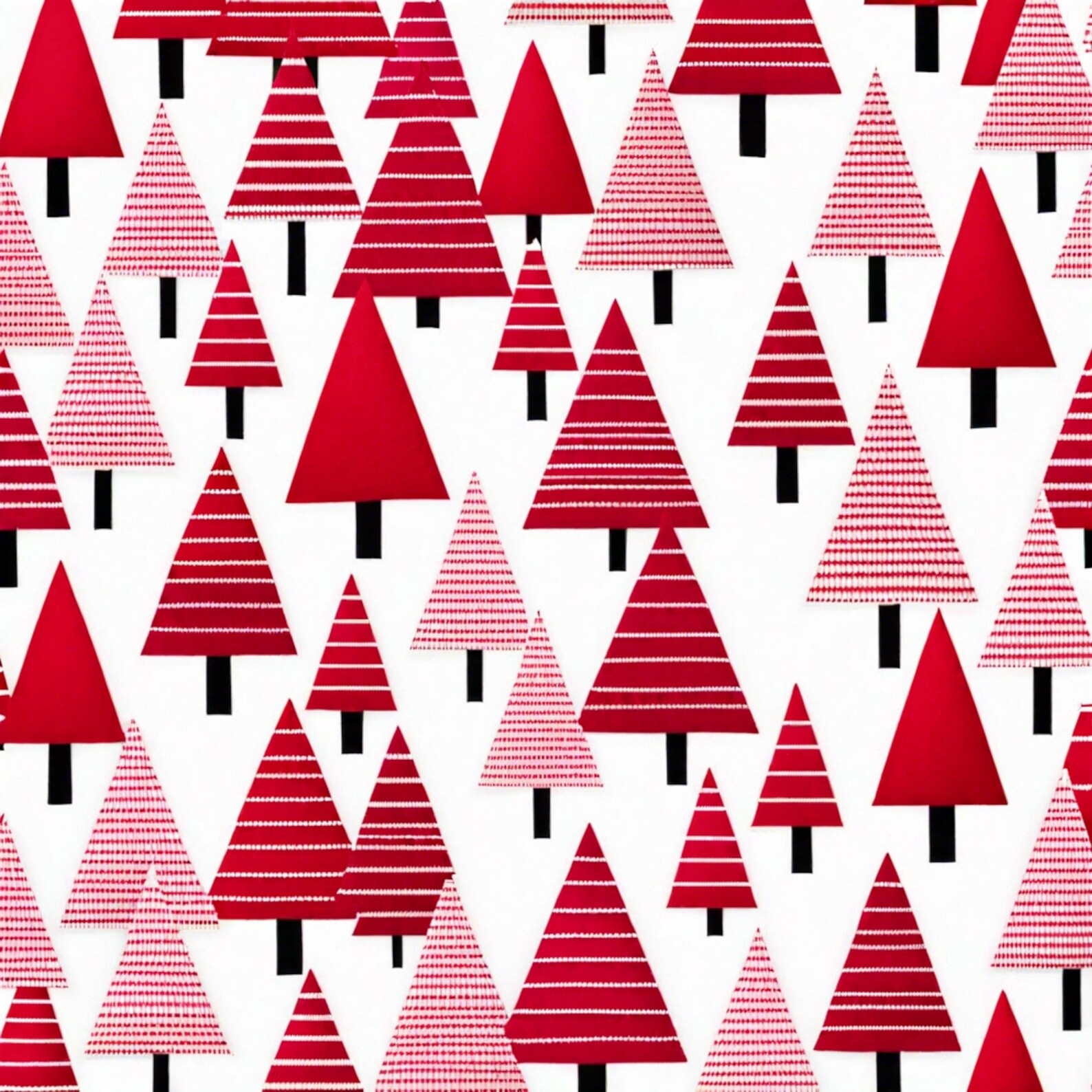 10 Red Christmas Tree Repeat Pattern Clipart, 12x12 Size, Scrapbooking ...