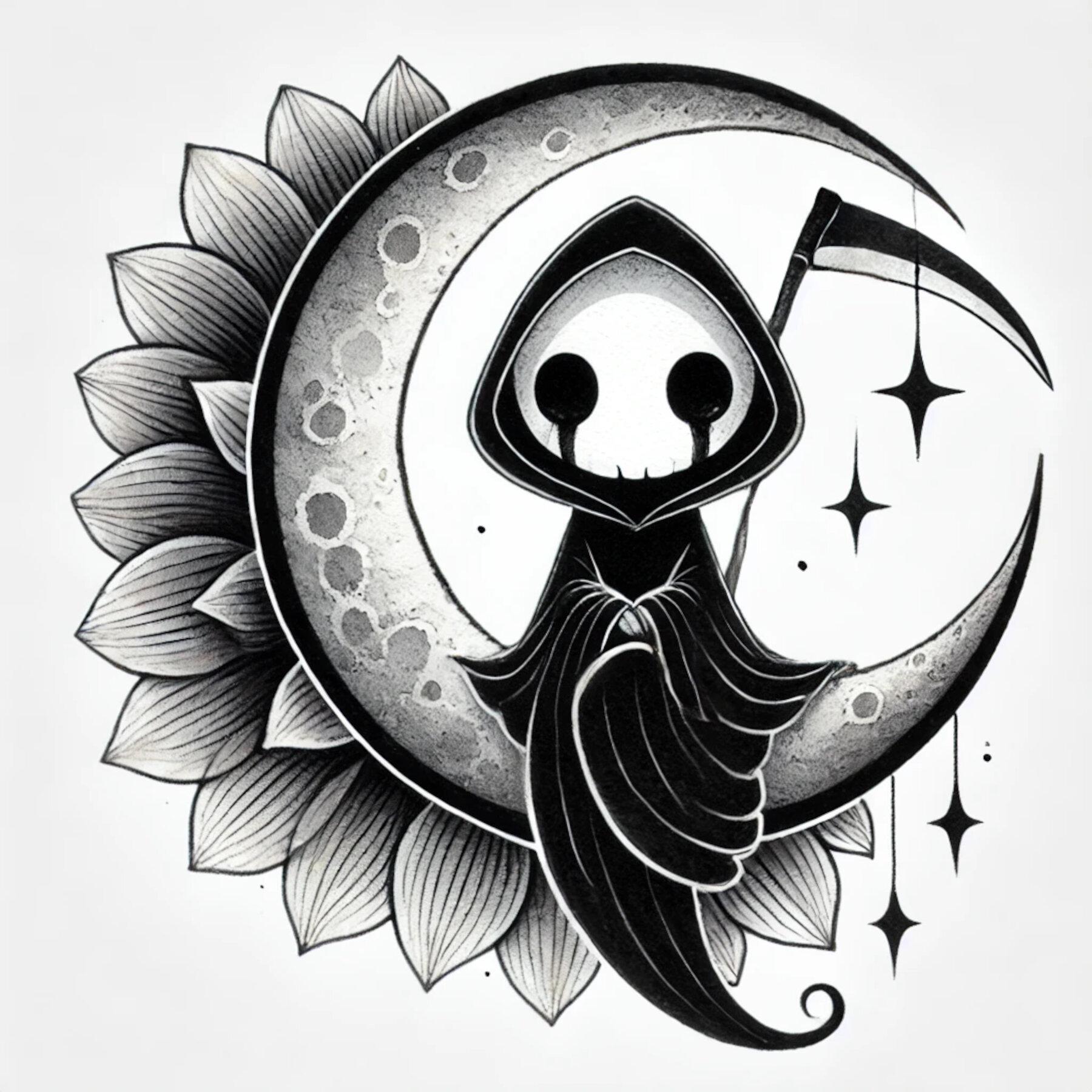 Mini Reaper, Grim Reaper Art, Gothic Clipart, Dark Cute Art, Grim ...