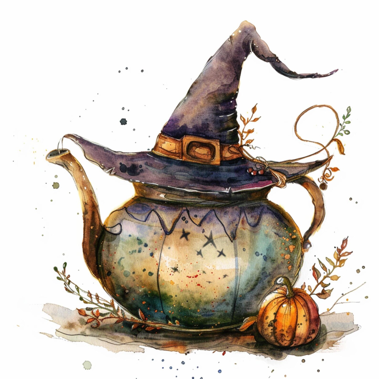 Witch Teapot, Spooky Pot, Halloween Art, Pumpkin Kettle, Magic Teapot ...