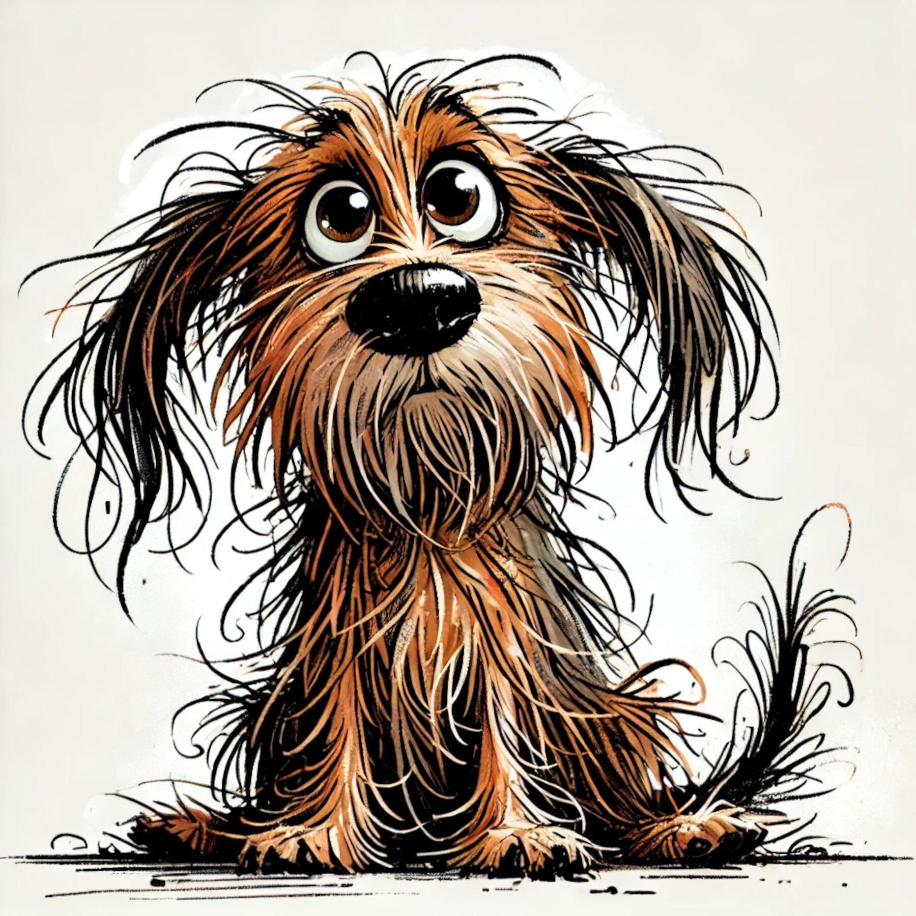 Scruffy Dog 3, Scruffy Dog Cartoon, Standing Shaggy Dog, Floppy-eared ...