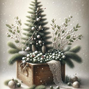Rustic Christmas Tree Clipart - 15 High Quality Jpgs - Digital Download ...