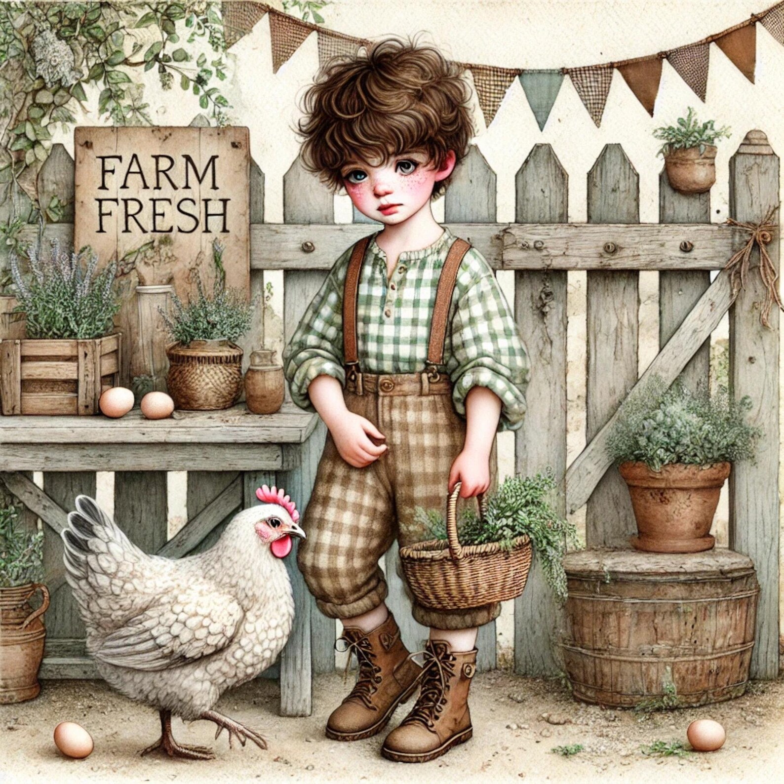 Just a Boy and His Chicken, Farmhouse Boy Art, Rustic Farm Print ...