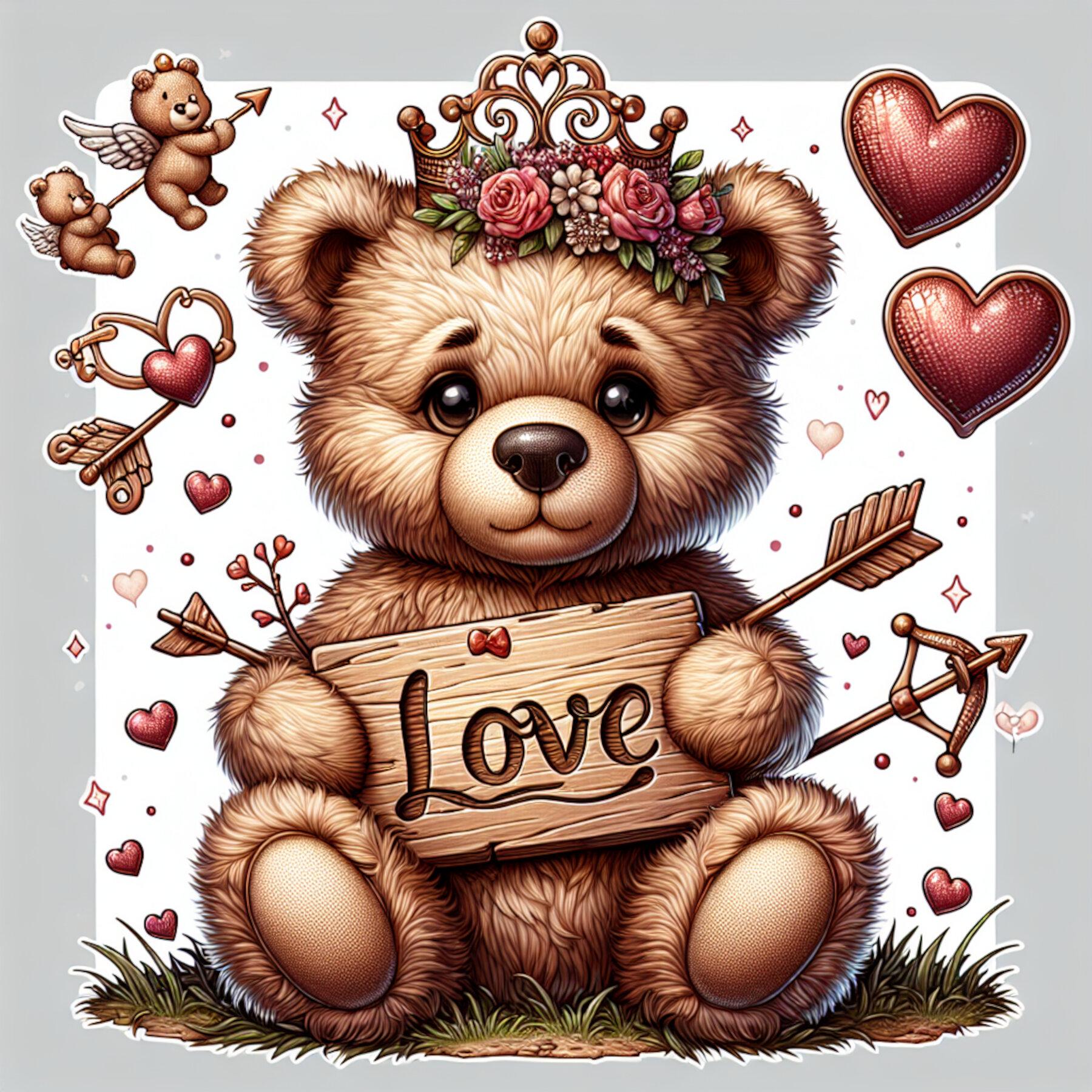 Love Bears, Teddy Bear, Love Theme, Cupid Bear, Floral Accents ...