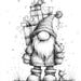 Santa Gift Art, Scribble Santa, Ink Santa Art, Whimsical Santa, Black ...