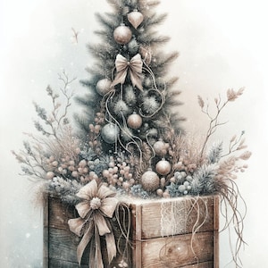 Rustic Christmas Tree Clipart - 15 High Quality Jpgs - Digital Download ...