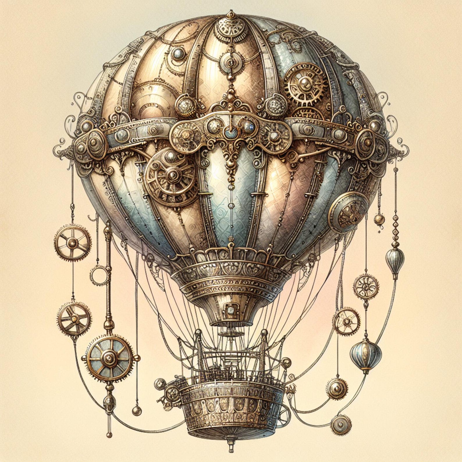 Steampunk Balloon, Gear Balloon, Vintage Flight, Clockwork Airship ...
