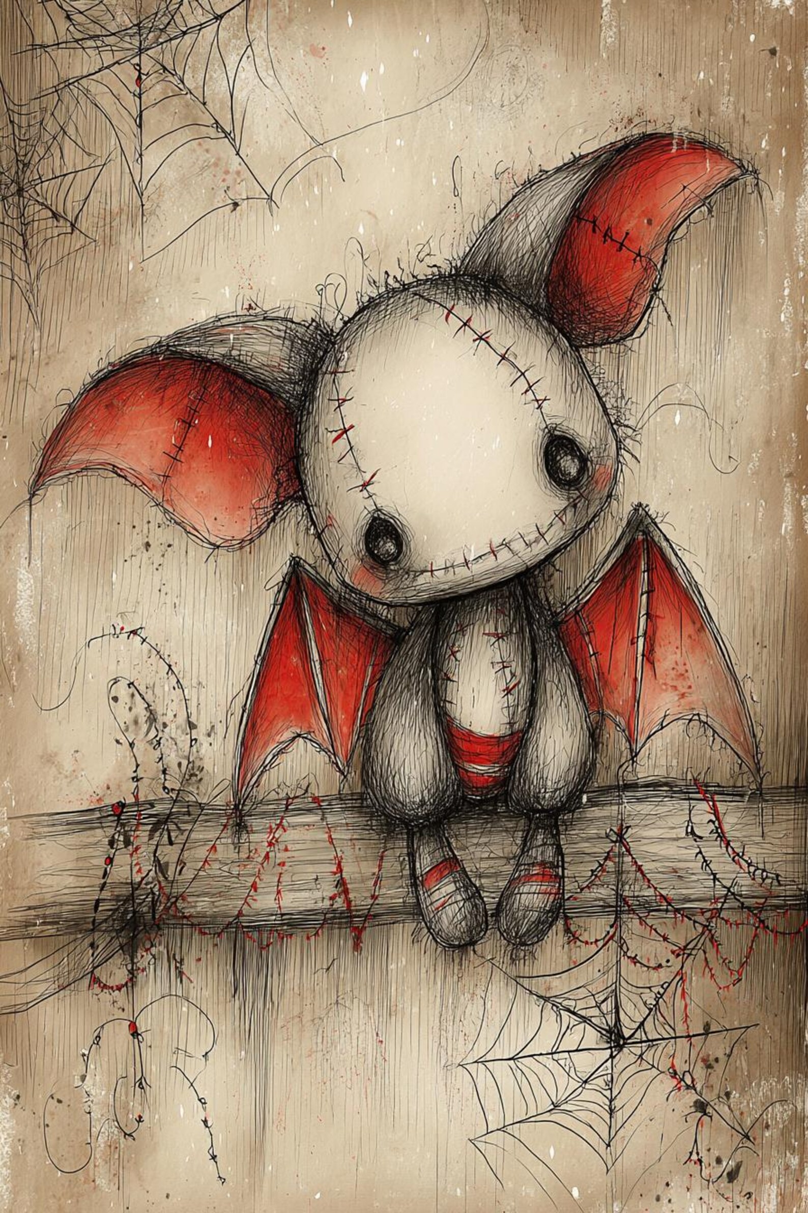 Haunted Bat, Creepy Bat, Gothic Bat, Spooky Cute, Red Black Art, Eerie ...