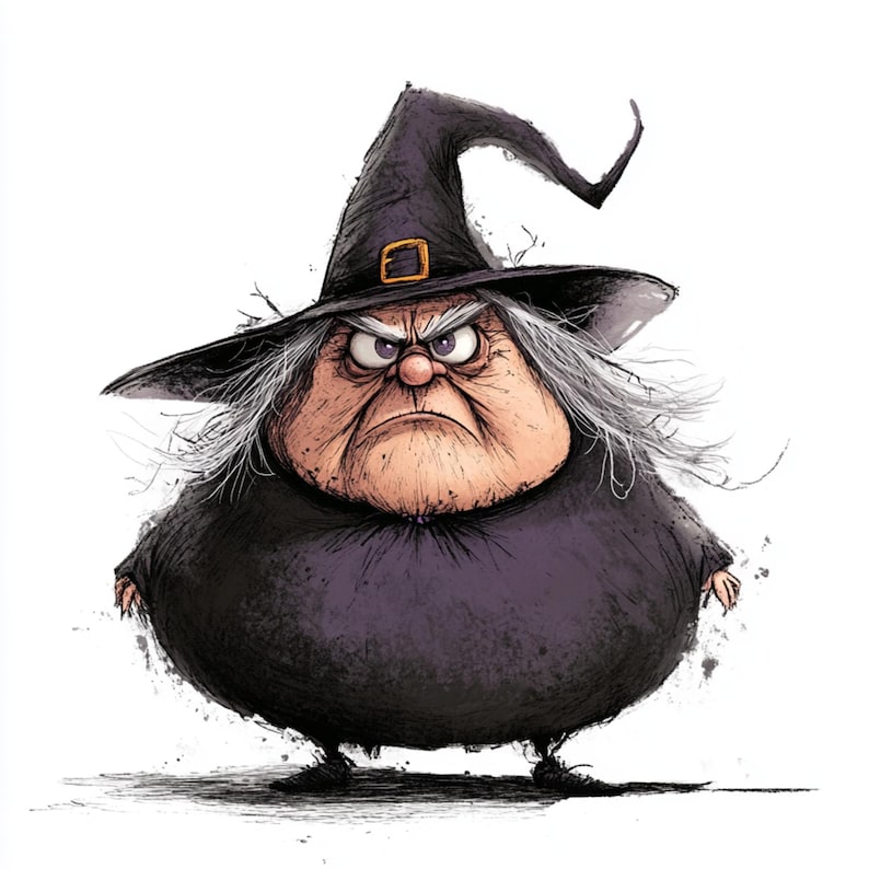 Grumpy Witch, Witch Clipart, Grumpy Witch, Funny Witch, Cartoon Witch, Halloween Art, Dark Humor ...