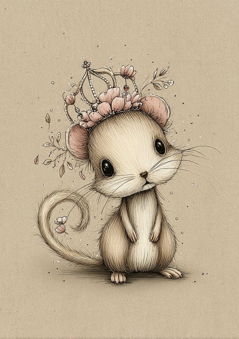 Cute Weasel Art, Weasel Princess, Royal Animal, Baby Weasel, Crown ...