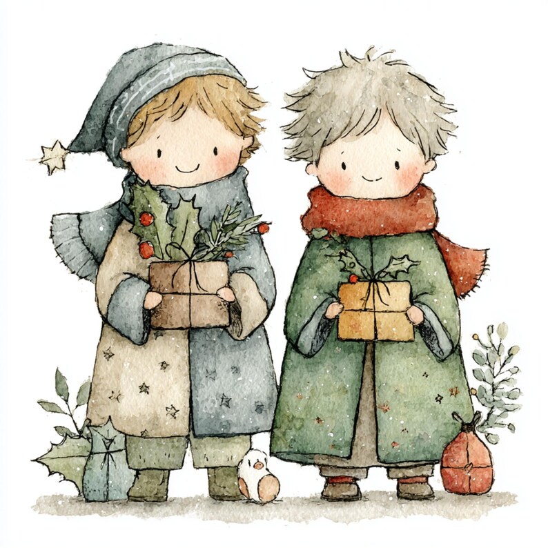 Frosty Friends, Winter Kids Art, Frosty Friends, Snow Day Clipart, Cozy ...