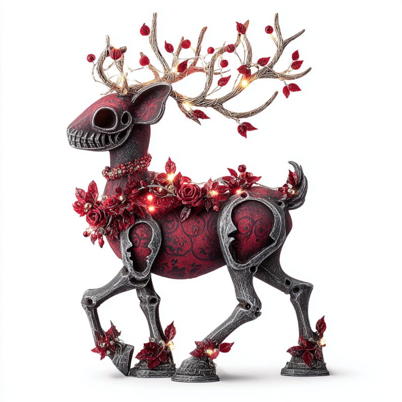 Gothic Deer, Skeleton Deer, Spooky Reindeer, Halloween Decor, Dark ...