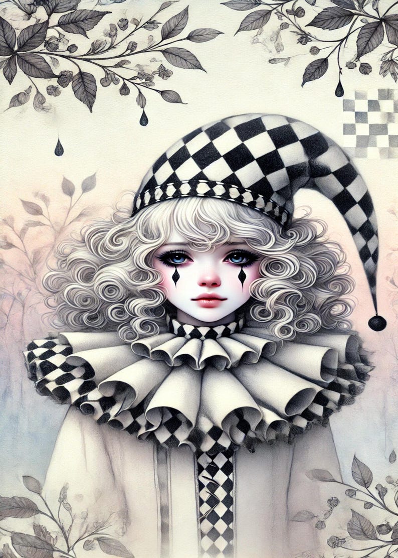 Harlequin, Whimsical Harlequin, Watercolour Art, Checkerboard Theme ...