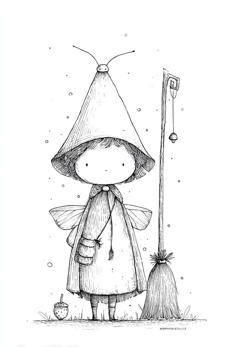 Hedge Witch, Forest Girl, Tiny Fairy, Broomstick, Acorn Hat, Magic Wand ...