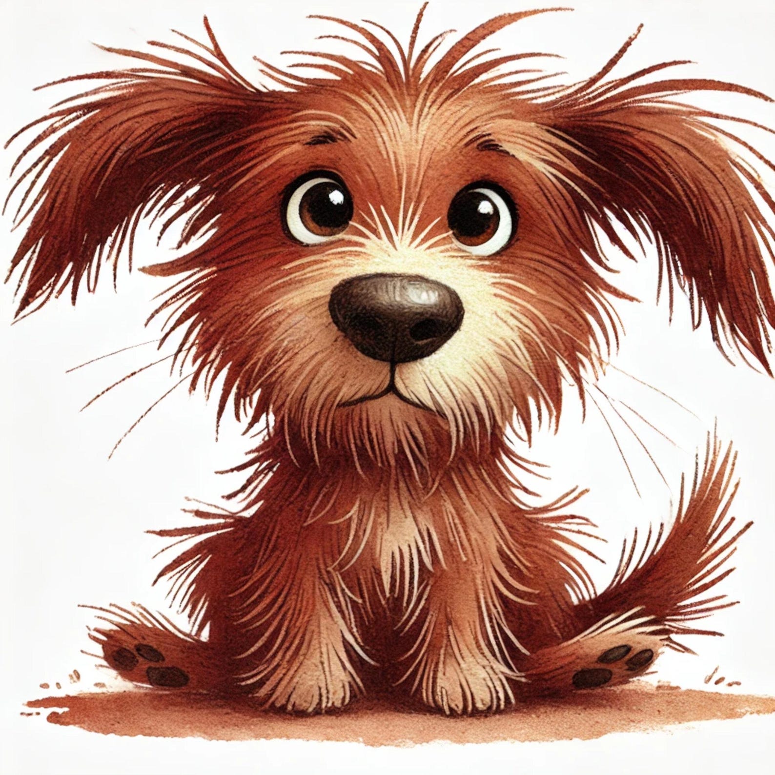 Clipart Scruffy Dogs, JPG Watercolour Images of Cartoon Hounds, Scruffy ...