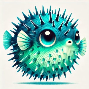 Cute Pufferfish, Cartoon Fish, Ocean Animal, Sea Creature, Kawaii Fish ...