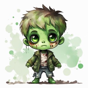 8 Cute Zombie Boy Clipart, Whimsical Character, Zombie Clipart, Zombie ...