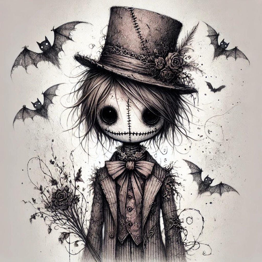 20 Zombie Groom Doll Clipart, Gothic Halloween Dolls Clipart, Gothic ...