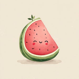 Kawaii Fruit Art, Cute Watermelon, Smiling Fruit, Fruit Clipart, Summer ...