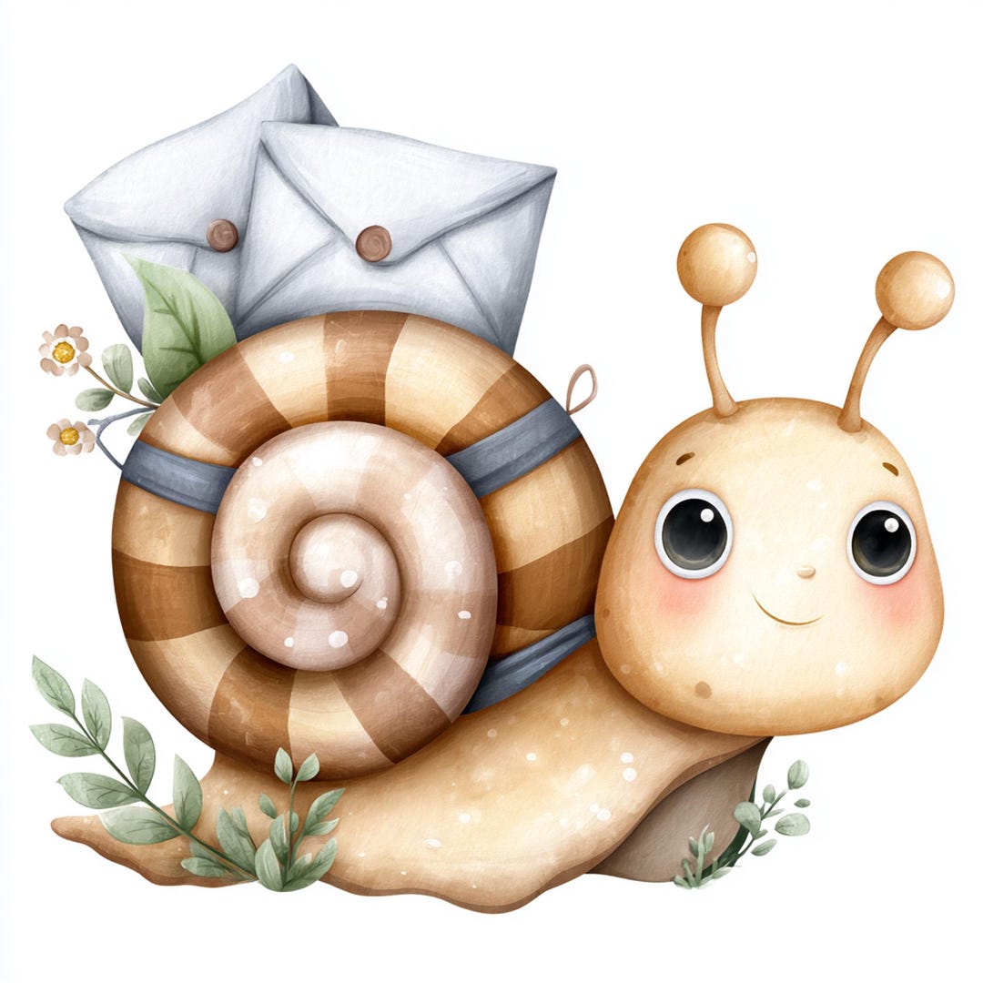 Mail Snail, Cute Snail, Snail Art, Snail Clipart, Letter Snail, Kawaii ...