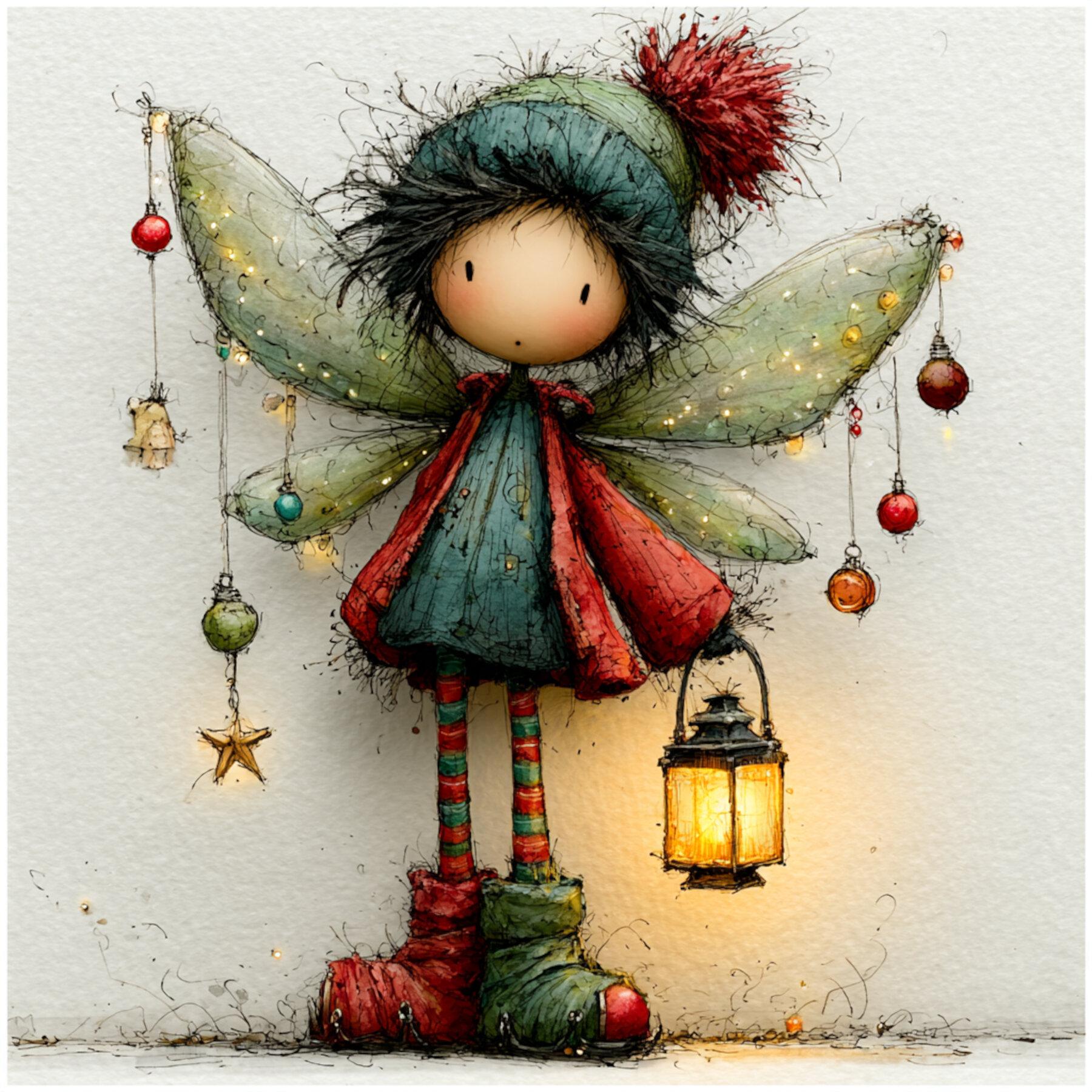 Fairy Lantern, Elf Art, Winter Sprite, Xmas Clipart, Holiday Elf, Cute ...