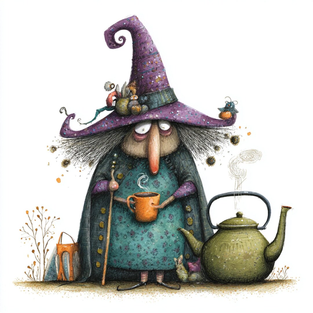 Witch Tea, Grumpy Witch, Gothic Teacup, Halloween Witch, Spooky Brew ...
