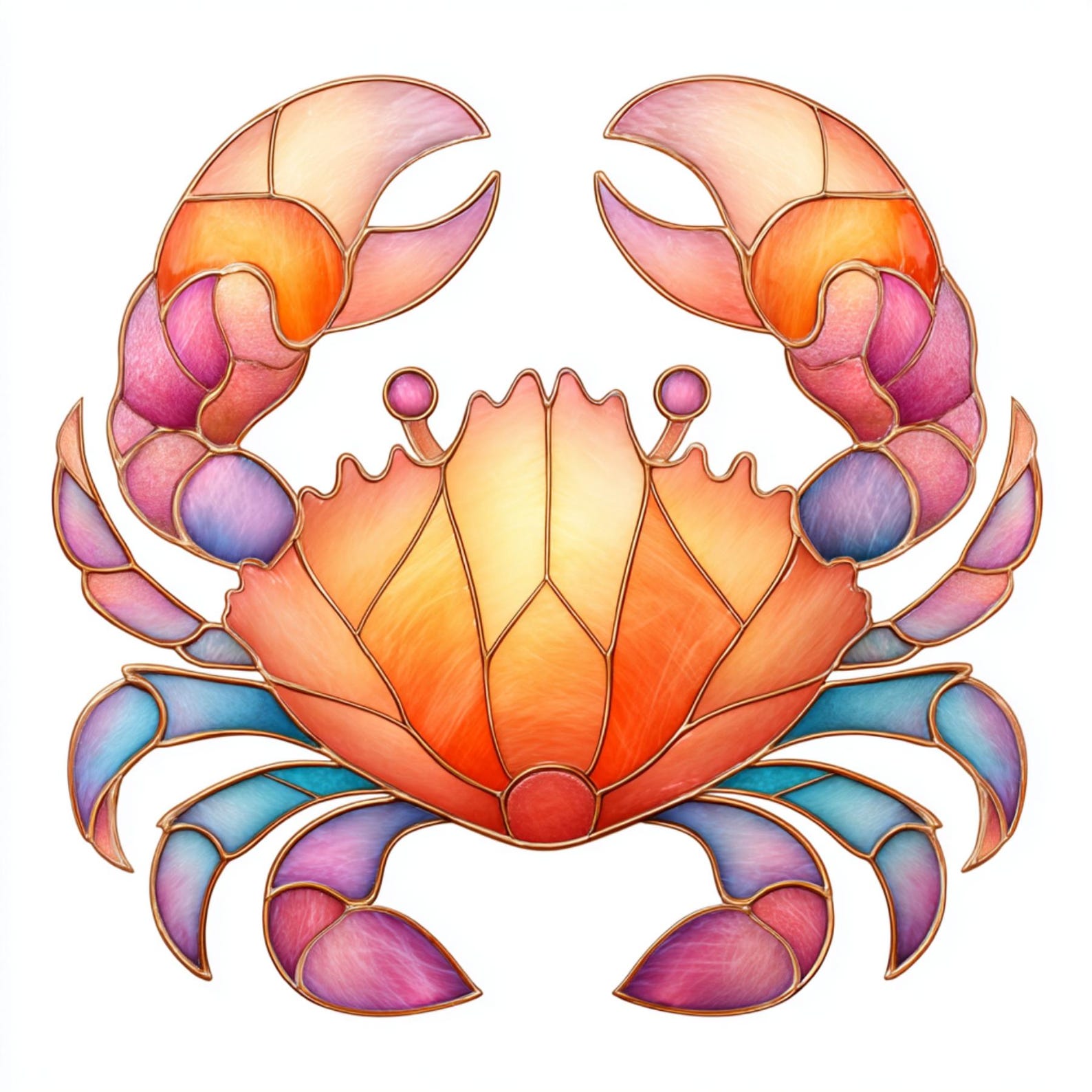 Prism Claw, Crab Clipart, Stained Crab, Sea Glass Crab, Ocean Animal ...