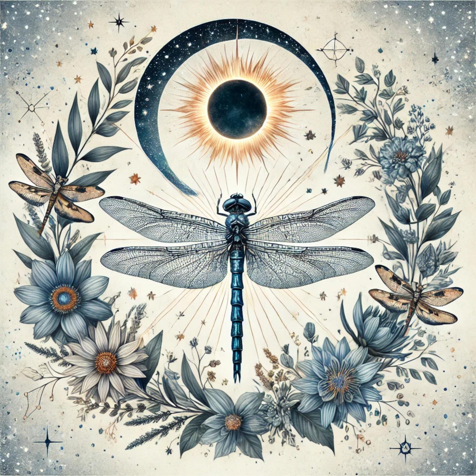Celestial Dragonfly, Fantasy Clipart, Dragonfly, Celestial Image ...