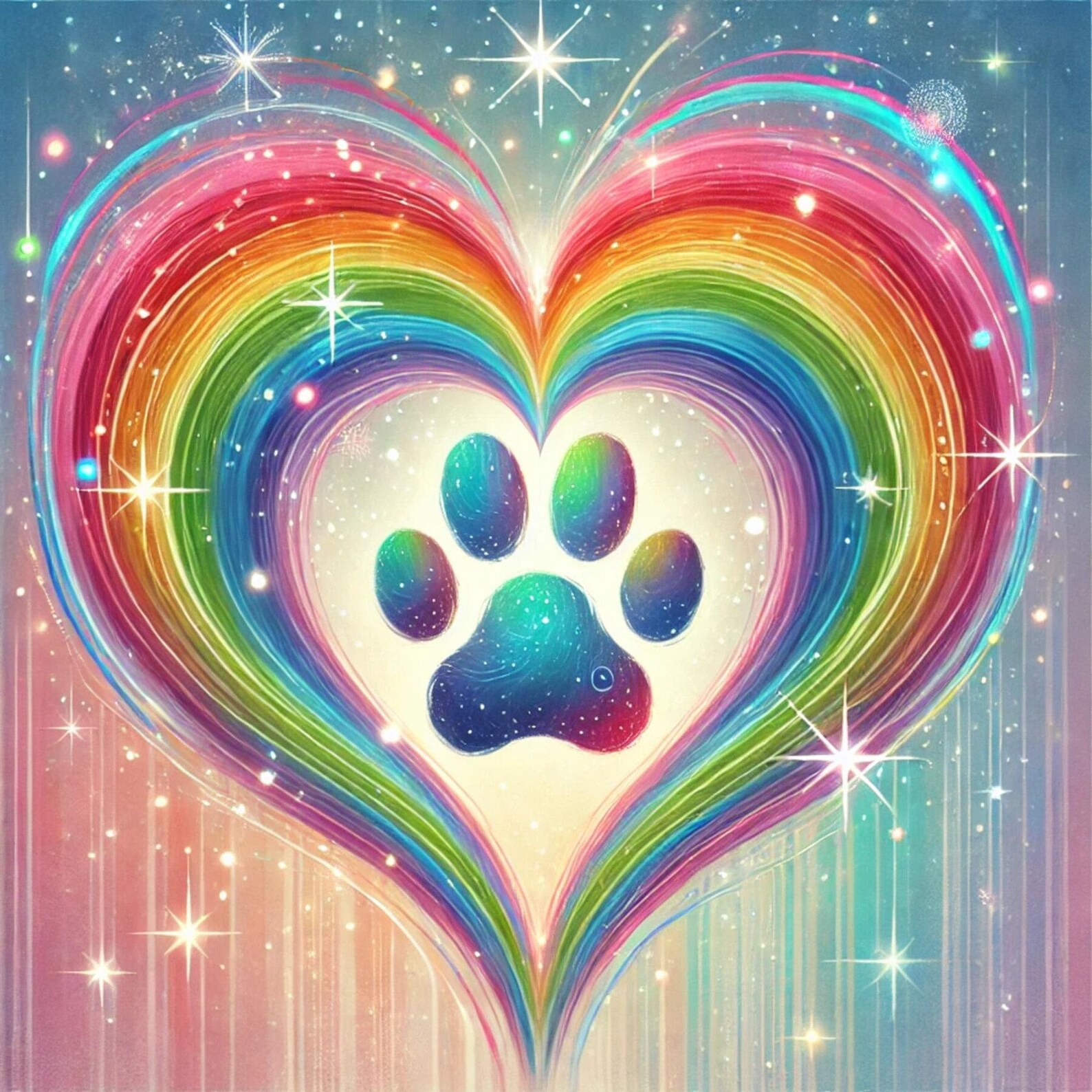 Paw Print Hearts, Rainbow Paw Prints, Pets, Rainbow Art, Paw Print ...
