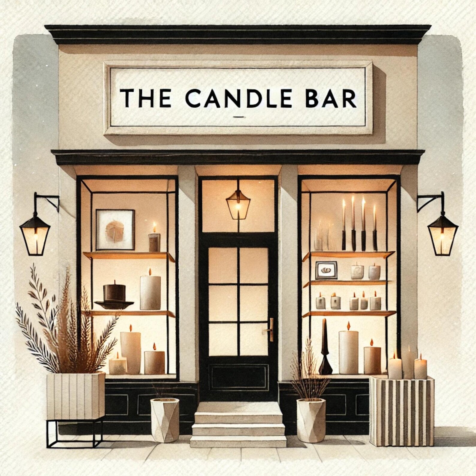 Glow and Gather, Candle Shop Clipart, Boutique Storefront, Candle Art ...
