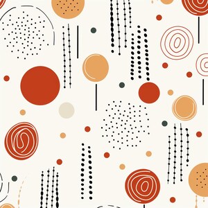 Abstract Scandinavian Folk Art Pattern | Mid-century Botanical ...