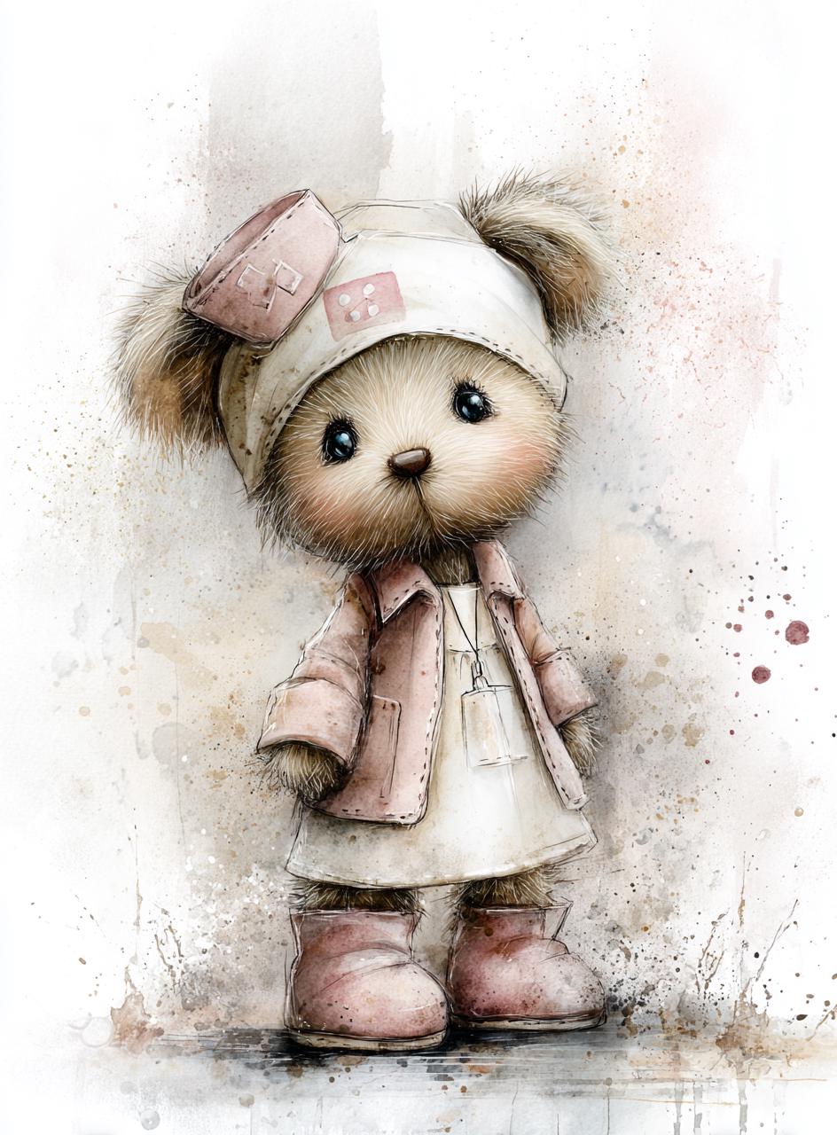 Teddy Nurses – Watercolor Medical Bears in Nurse Uniforms, Cute Bear ...