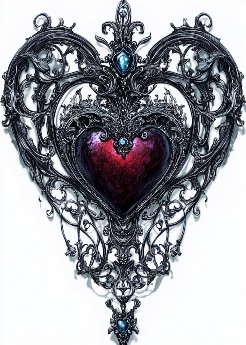 Gothic Heart Art, Victorian Heart, Gothic Jewelry, Dark Romance Art ...