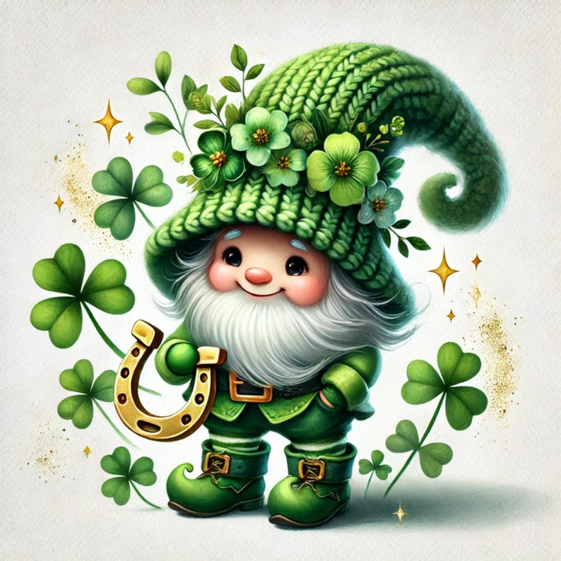 St. Patricks Day Gnomes 2, JPG Clipart Images, Irish Heritage, Shamrock ...