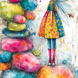 Pebble Fairy, Stacked Stones, Magic Garden, Dragonfly Art, Colorful ...