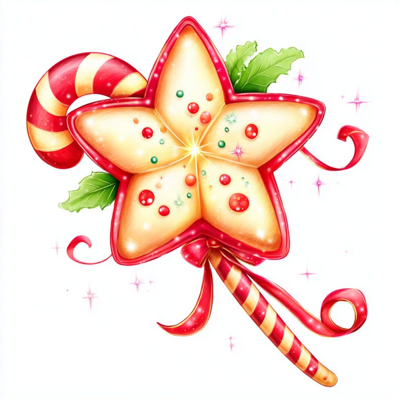 Peppermint Wand, Candy Cane Art, Star Wand Clipart, Holiday Wand, Xmas ...