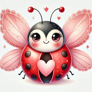 Love Bugs, Love Bug Clipart, Cute Heart Bugs, Whimsical Insects, Pastel ...
