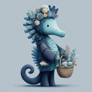 Ocean Animal CLIPART, Blue Sea Creatures, Turtle Whale Seahorse Octopus ...