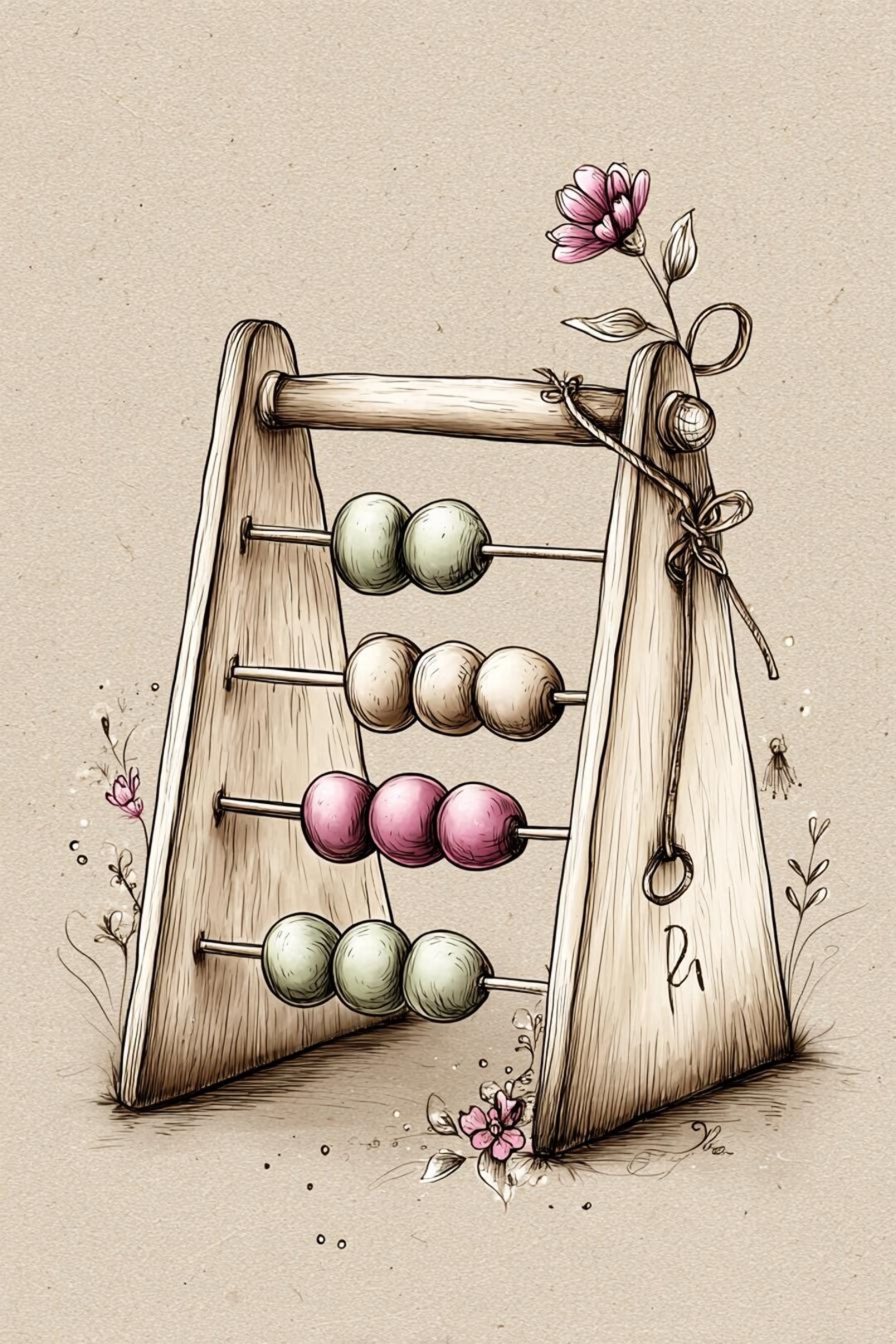 Cute Abacus Art, Pastel Abacus, Kids Math Art, Counting Toy, Learn to ...