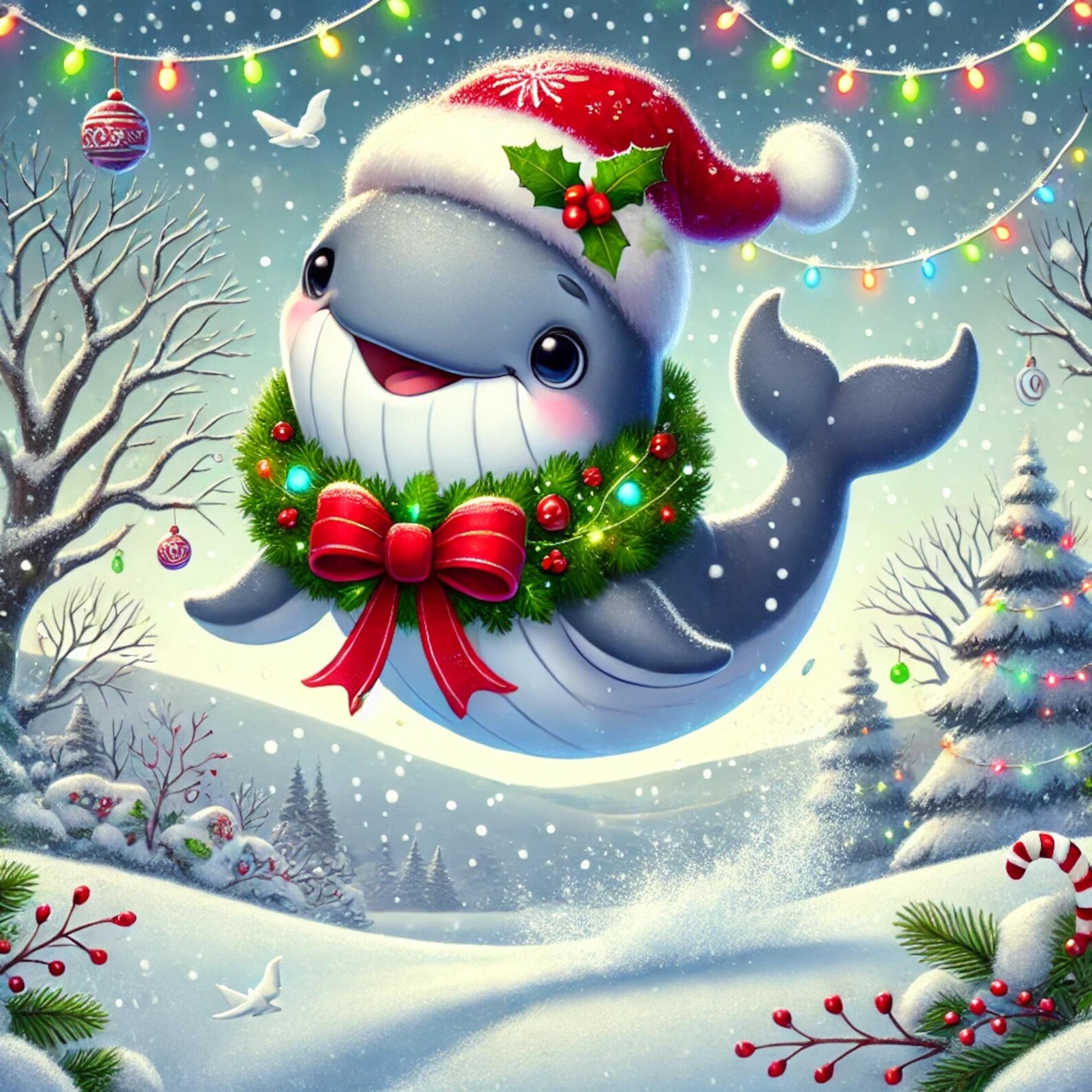 10 Whales Love Christmas Clipart, Whales, Ocean Animals, Christmas ...