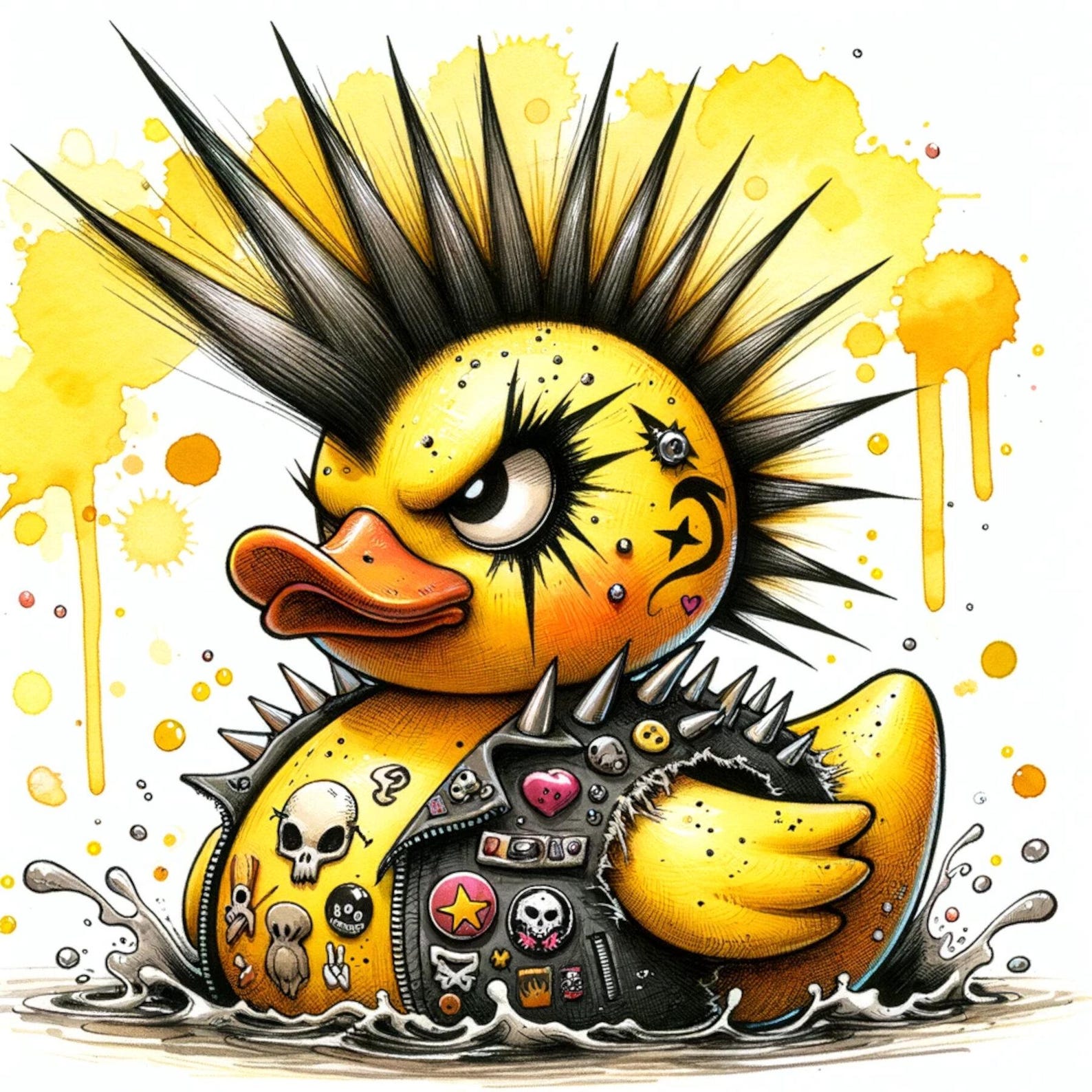 Punk Duck, Rubber Duck Art, Mohawk Duck, Cute Punk Style, Duck ...